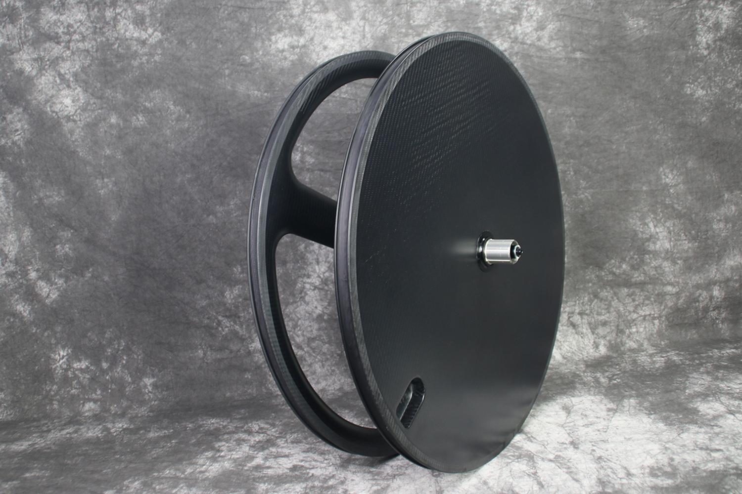 Tri-Spoke Front Disc Rear Custom Carbon Wheelset/3K Twill Vertical